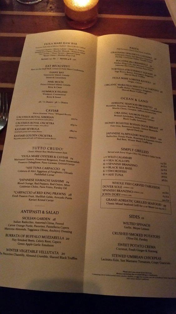 Menu at Fiola Mare pub & bar, Washington