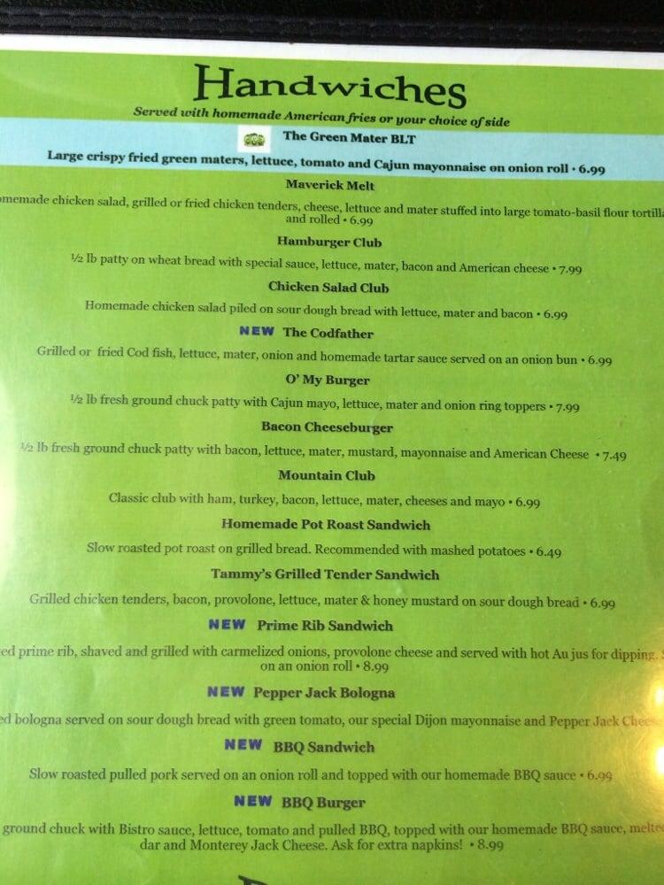 Menu at Green Tomato Grill restaurant, Mooresburg