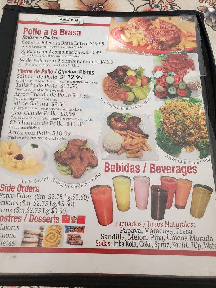 Menu at Las Llamas restaurant, San Fernando