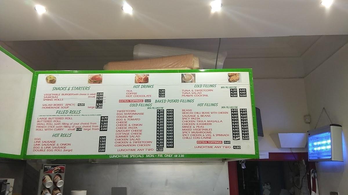 Menu at Mr Hot Potato fast food, Edinburgh