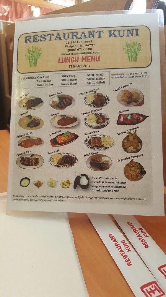 Menu at Kuni Restaurant and Catering, Waipahu