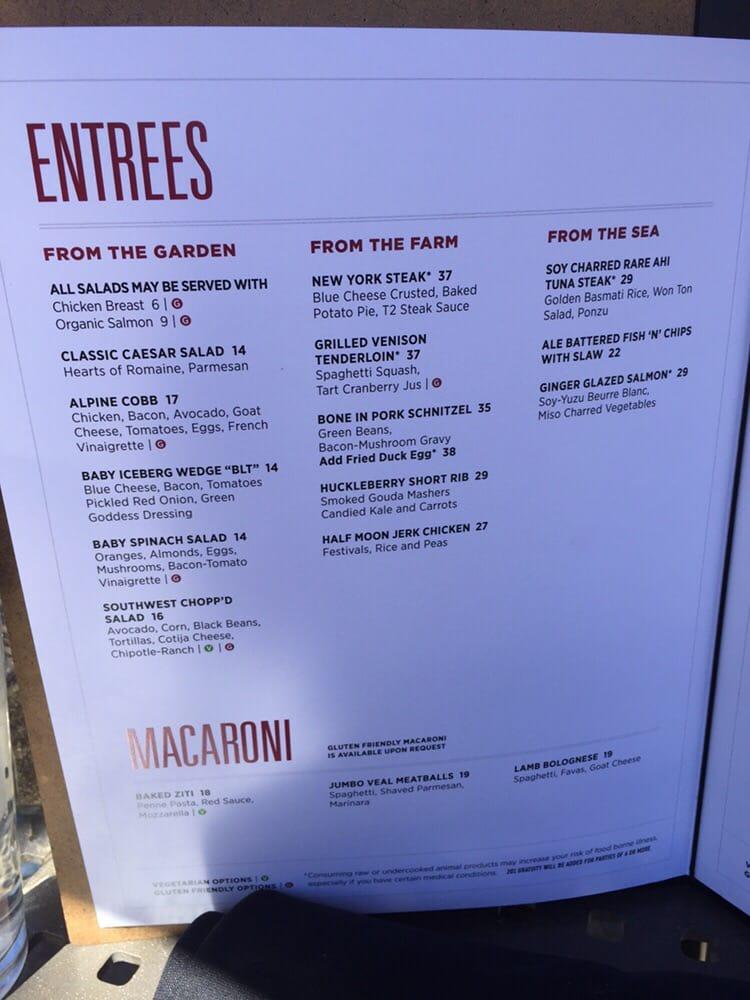 Menu at Tavern On The Square pub & bar, Vail