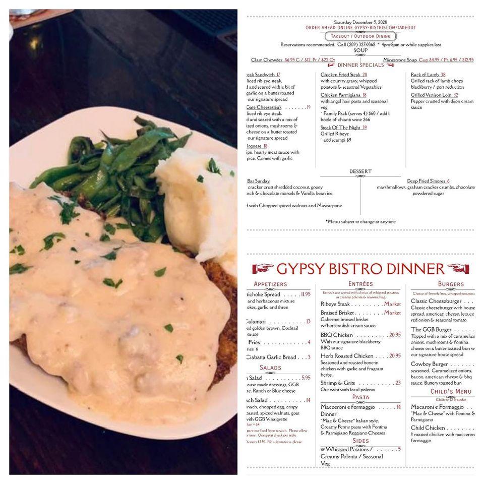 Menu at The Gypsy Bistro restaurant, Lockeford