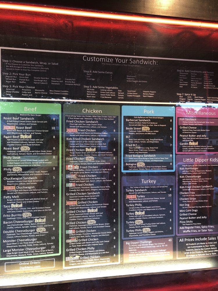 Menu at Velvet Cream–The Dip fast food, Hernando