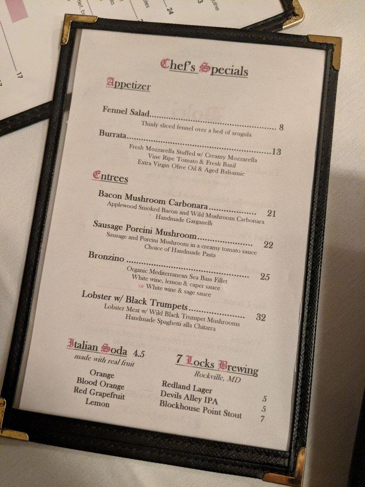 Menu at Chef Tony's Seafood @ Amalfi restaurant, Rockville