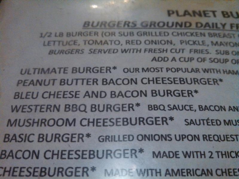 Menu at Daily Planet pub & bar, Portland