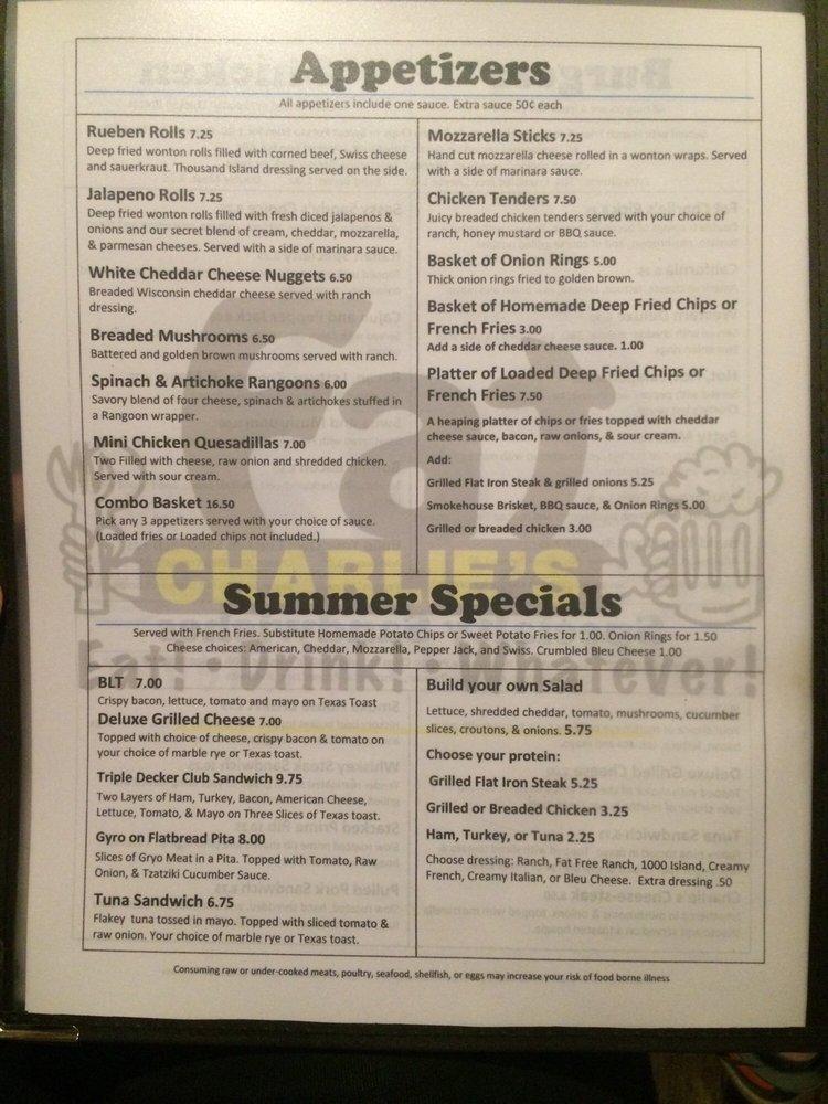 Menu at Fat Charlie's pub & bar, Richfield