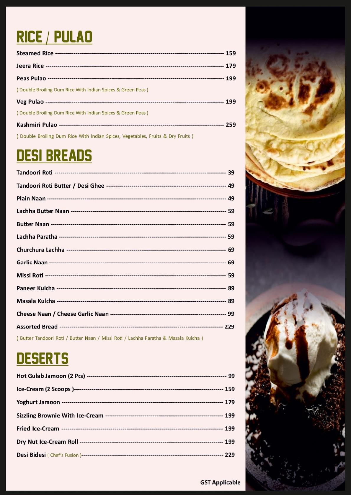 Menu at Hotel Trax International, Jamshedpur