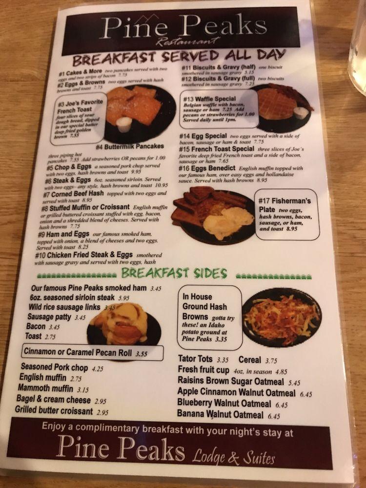 Menu at Pine Peaks Restaurant, Crosslake