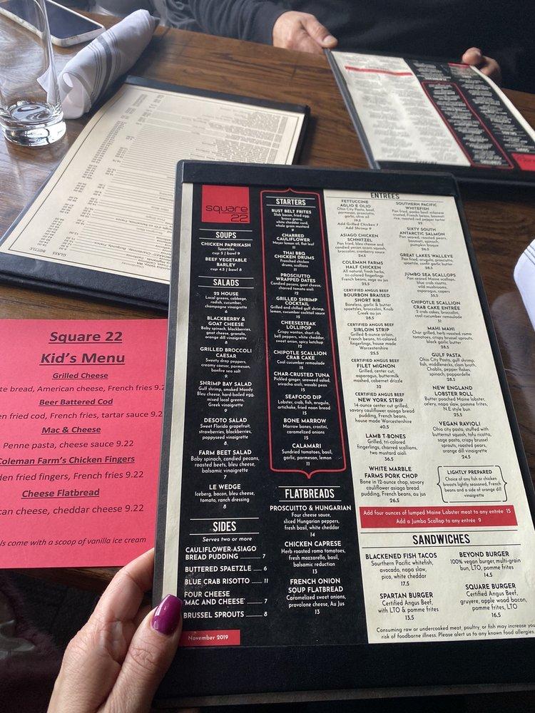 Menu at Square 22 Restaurant and Bar, Strongsville