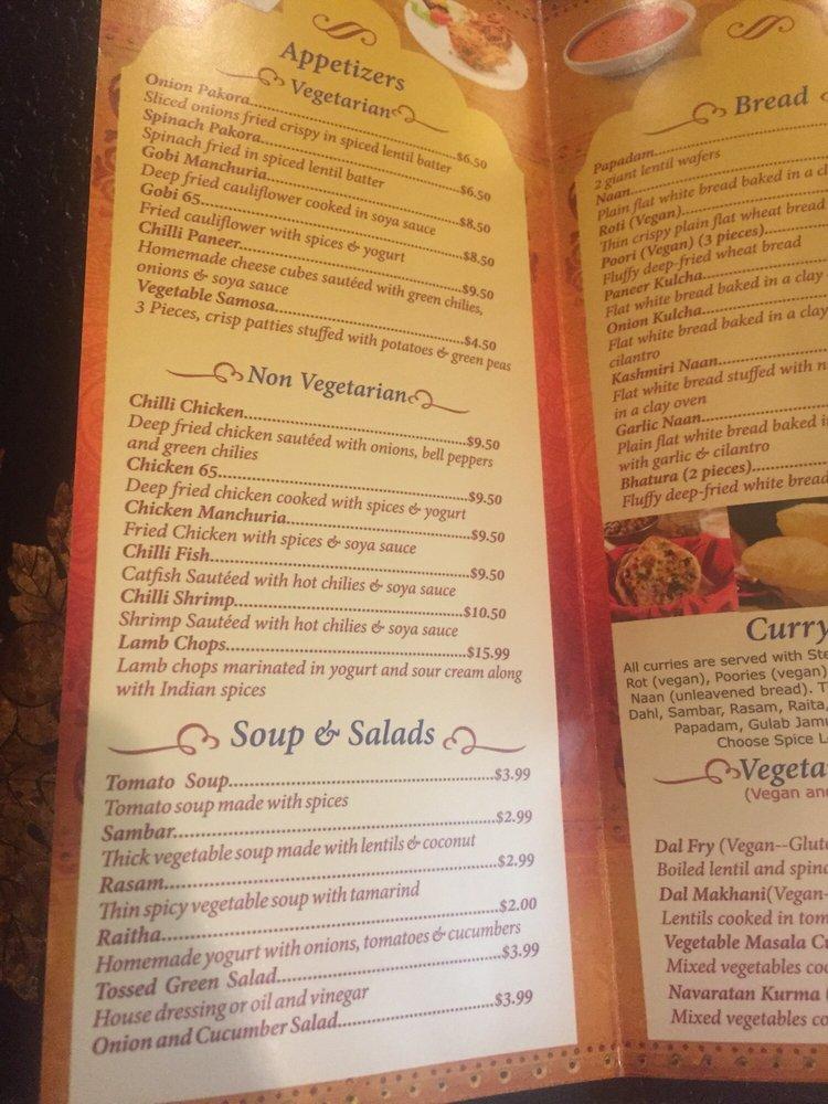 Menu at TAZ Indian Cuisine Buffet Restaurant Indian Restaurant Indian ...