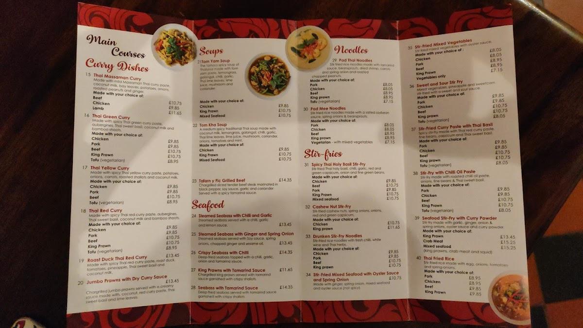 Menu at Tafarn Y Fic restaurant, Y Felinheli