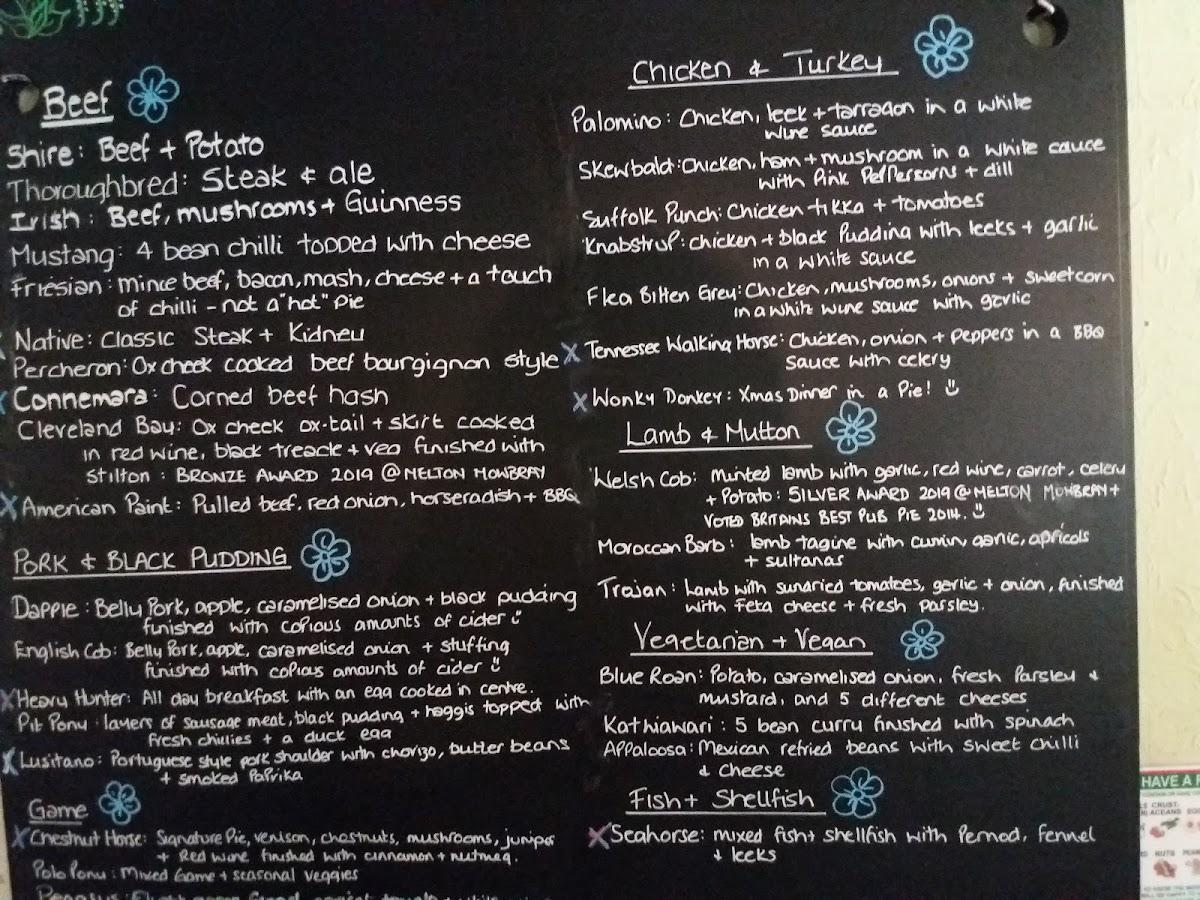 Menu at Chestnut Horse Inn pub & bar, Kelk