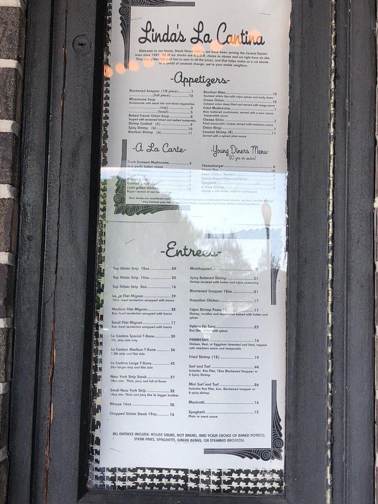 Menu at Linda's La Cantina Steakhouse, Orlando