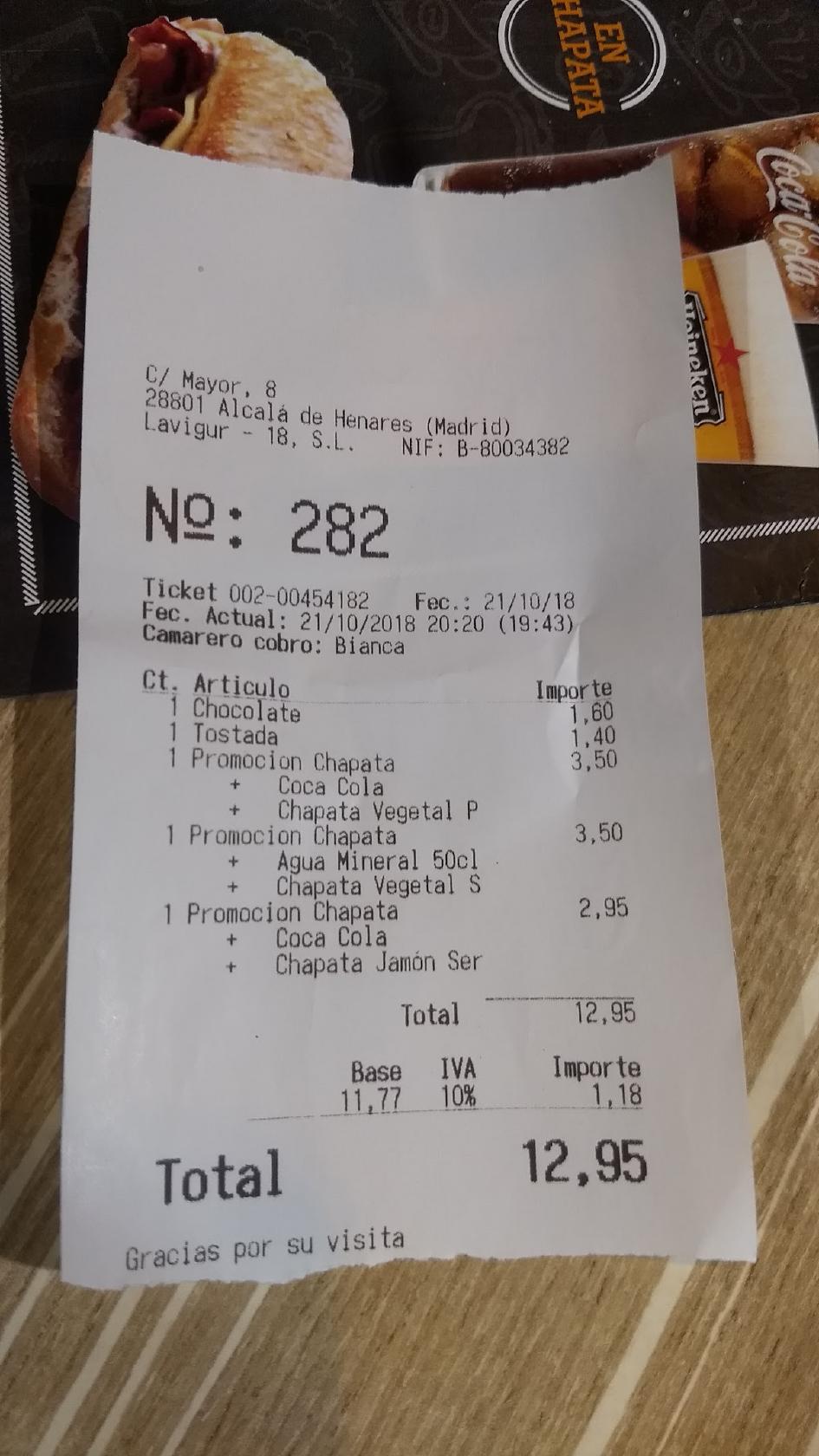 Carta de Restaurante Ohlalá, Alcala de Henares, C. Mayor