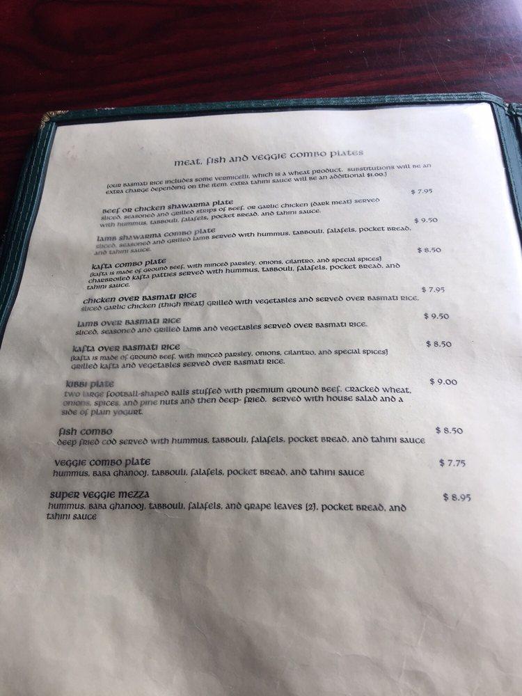 Menu at Riyadh's Lebanese Restaurant, Portland