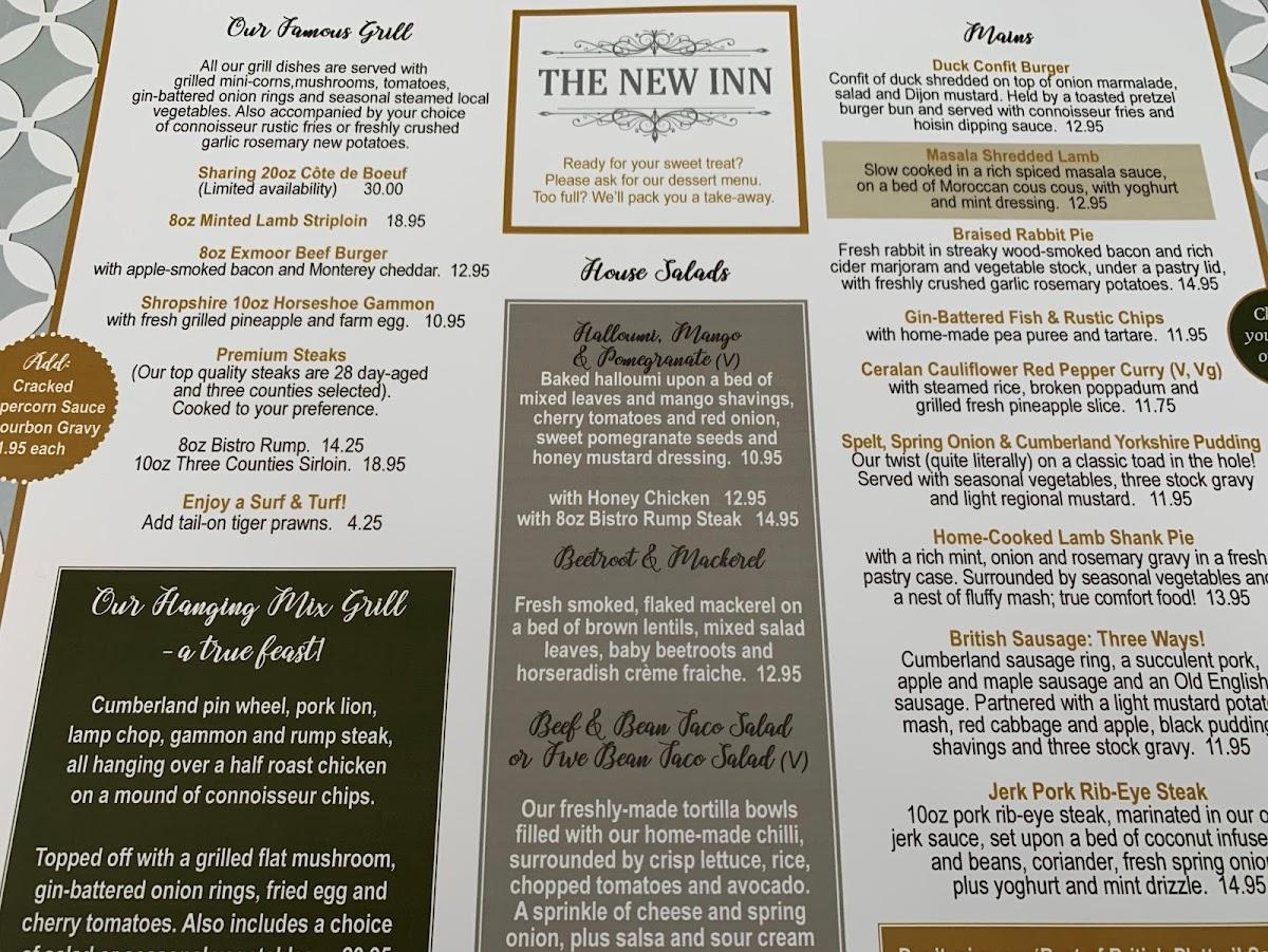 Menu at The New Inn Bournheath pub & bar, Bromsgrove