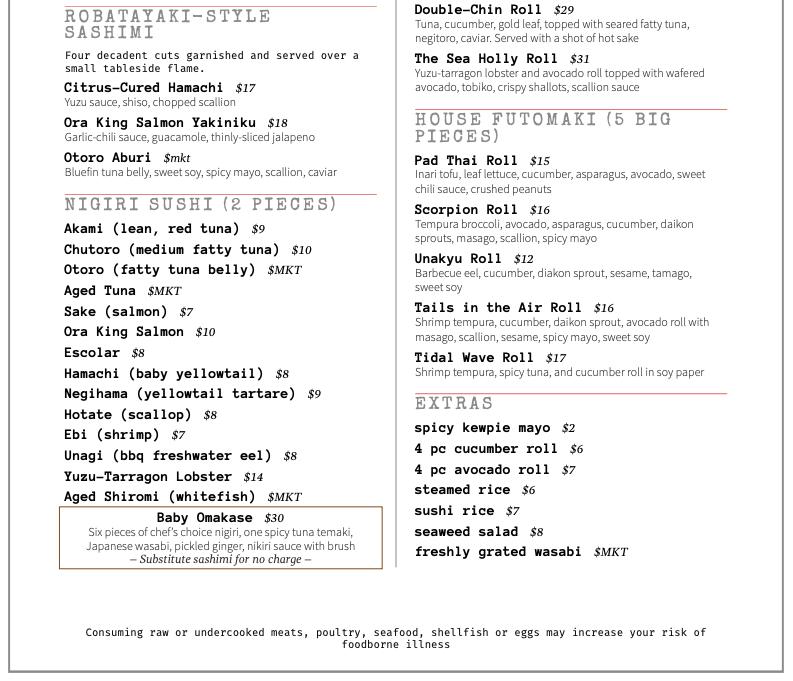 Menu at 10 Yen - Sushi and cocktails restaurant, Orleans