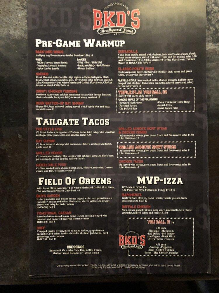 Menu at MVP Sports Bar and Grill, Chandler