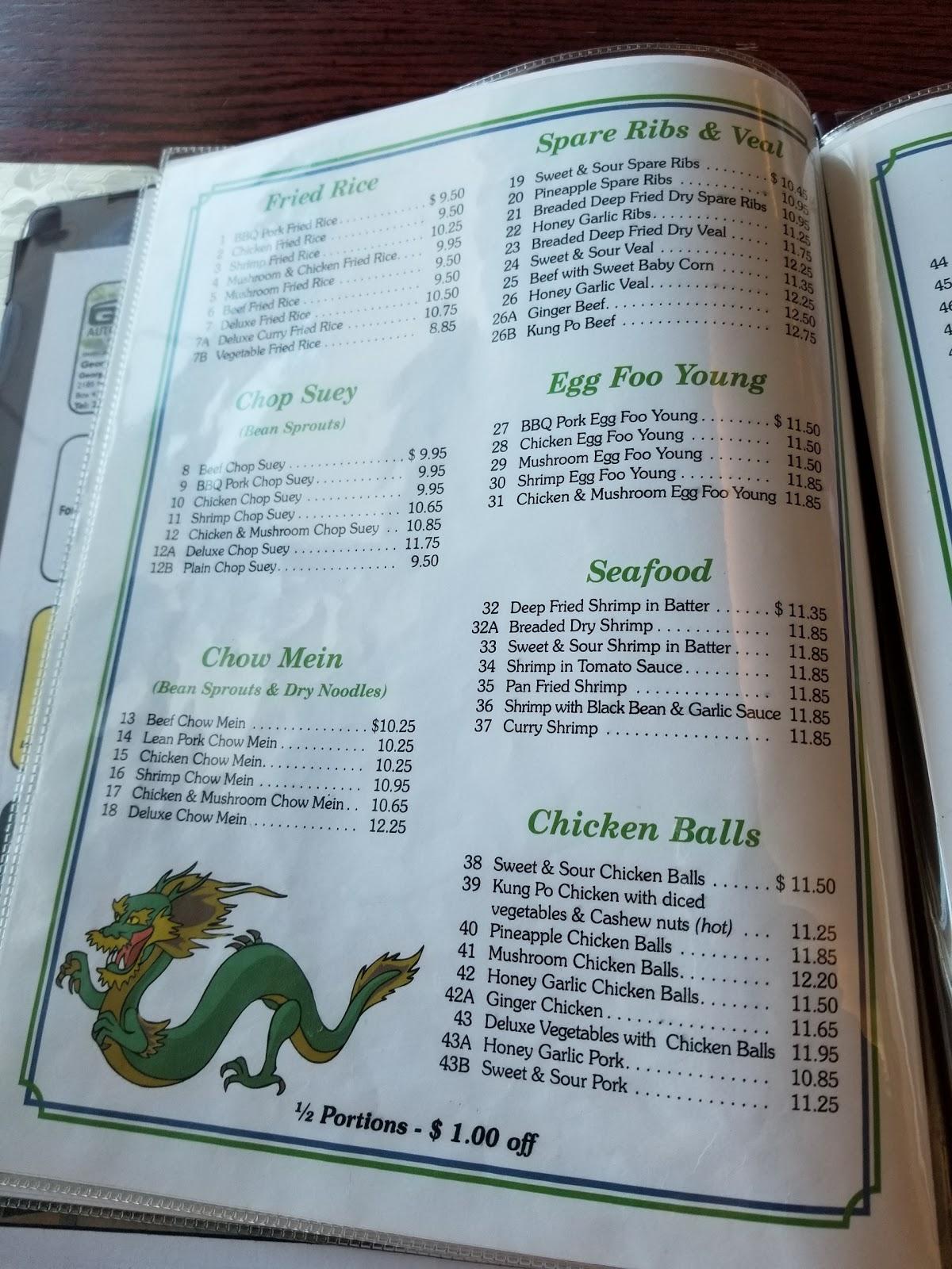 Menu at Gan's Kitchen restaurant, Niverville