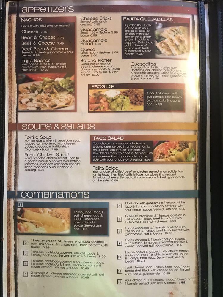 Menu at Los Hermanos restaurant, Terrell