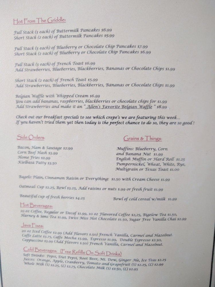 Menu at Parkside Cafe, Bristol