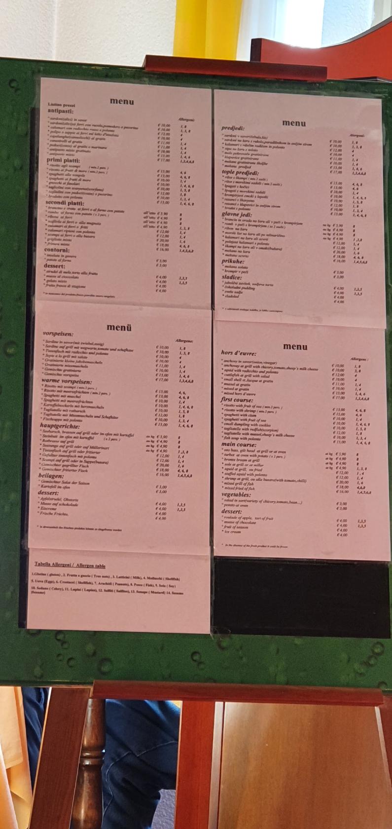 Menu da Trattoria La Lampara ristorante, Santa Croce
