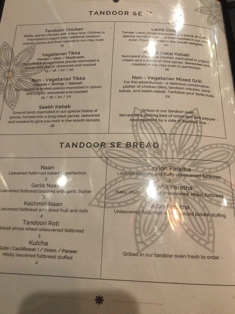 Menu at Amber Spice restaurant, Laurel