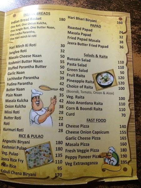 Menu at Angeethi restaurant, Jaipur, Ramayana Apartment