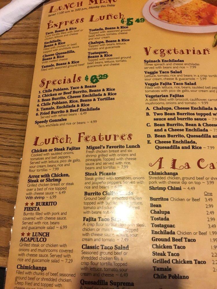 Menu at El Cielito Lindo restaurant, Nappanee