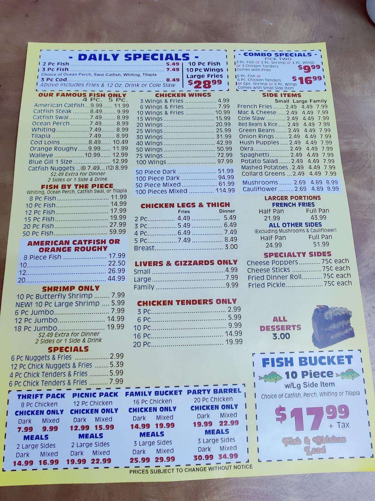 Menu at Fish & Chicken Land-Ballenger Hwy restaurant, Flint
