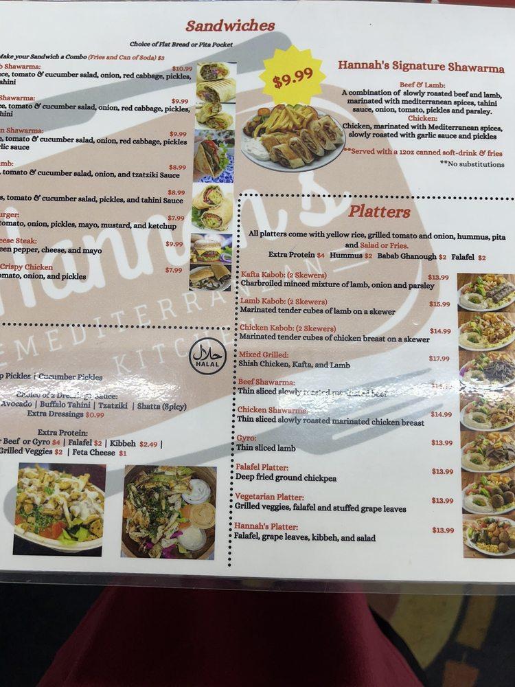 Menu at Hannah’s kitchen restaurant, Boca Raton