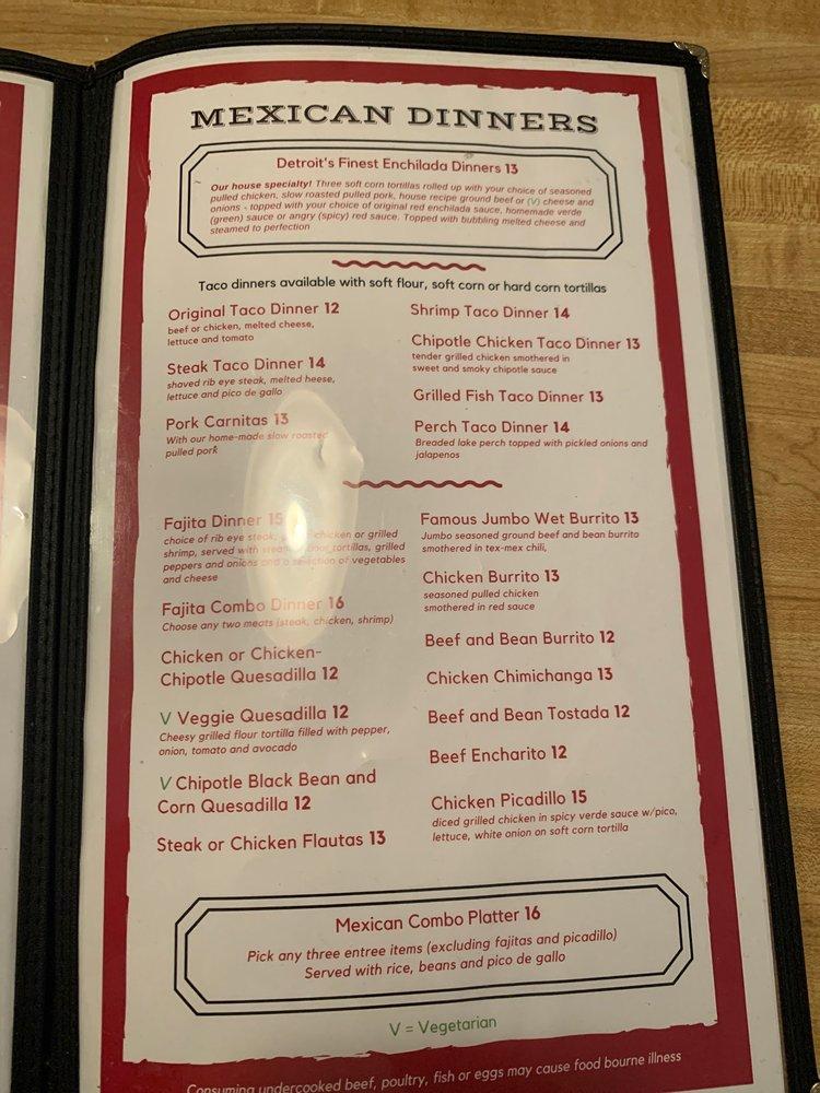 Menu at La Cina restaurant, Detroit