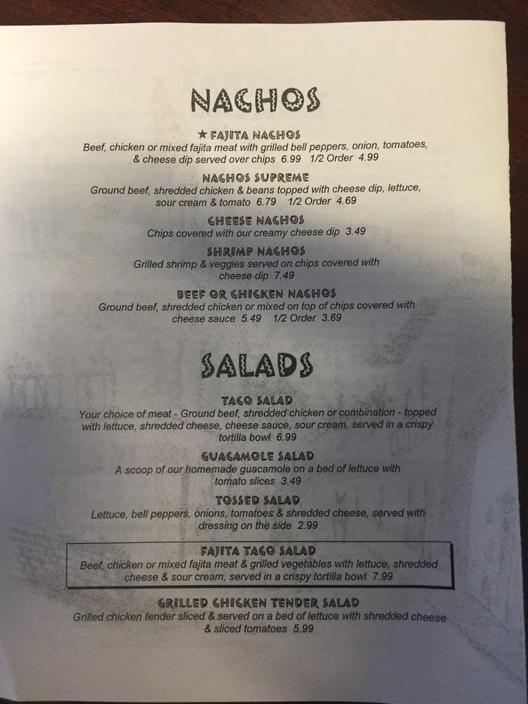 Menu at La Salvadoreña restaurant, Russellville
