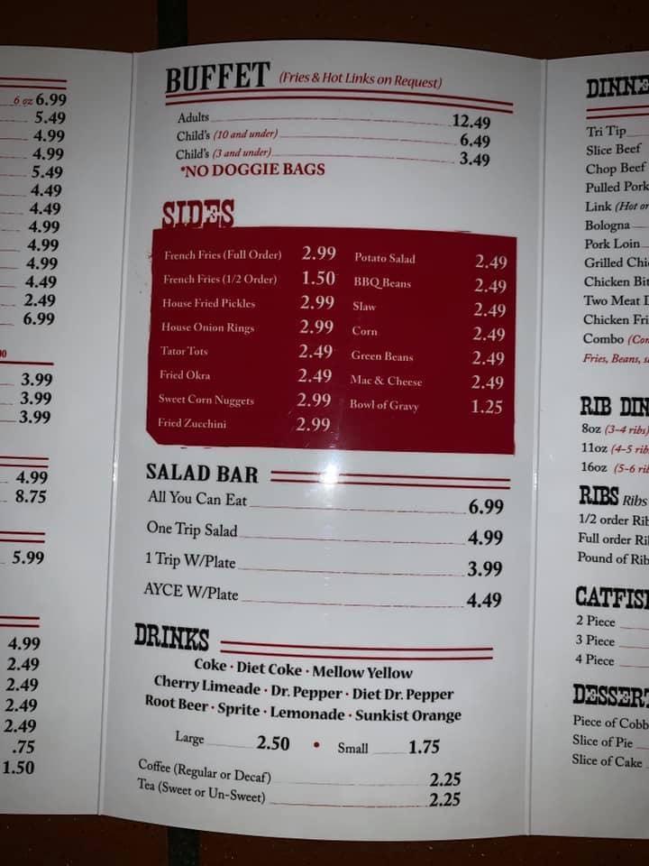 Menu at My Place BBQ Tahlequah, Tahlequah