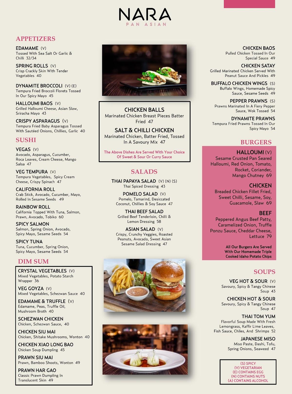 Menu at NARA Lounge & Bar, Dubai