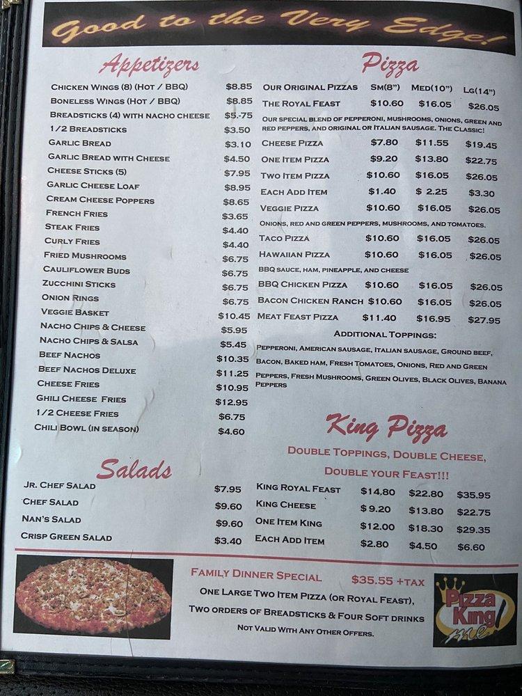 Menu at Pizza King pizzeria, Auburn, Wayne St