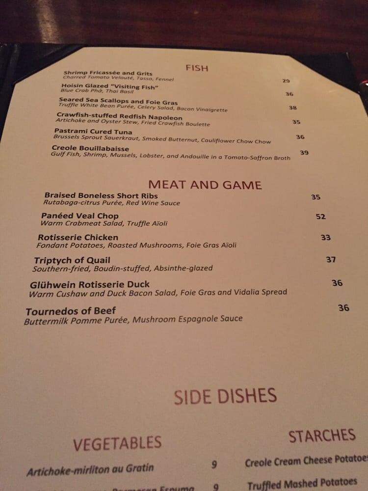 Menu at Restaurant R'evolution, New Orleans