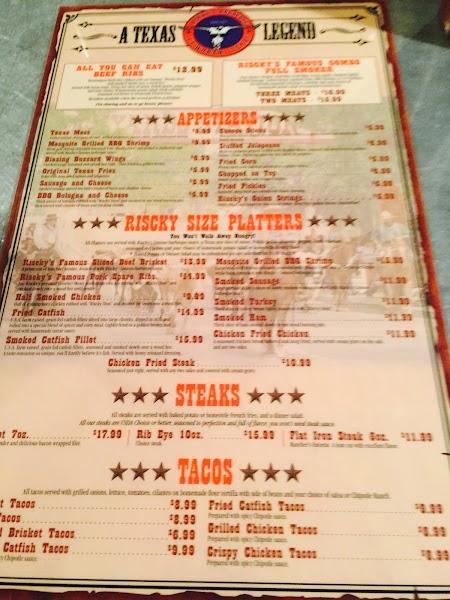 Menu at Riscky's BAR-B-Q, Fort Worth, 300 Main St