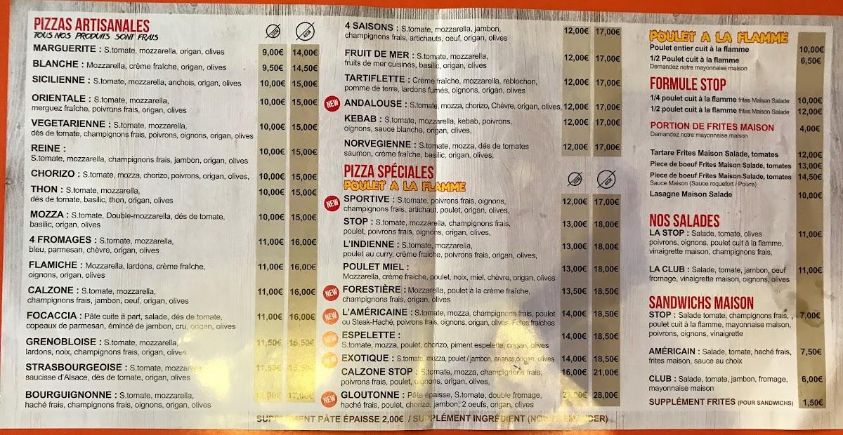 Menu at STOP restaurant, Antibes
