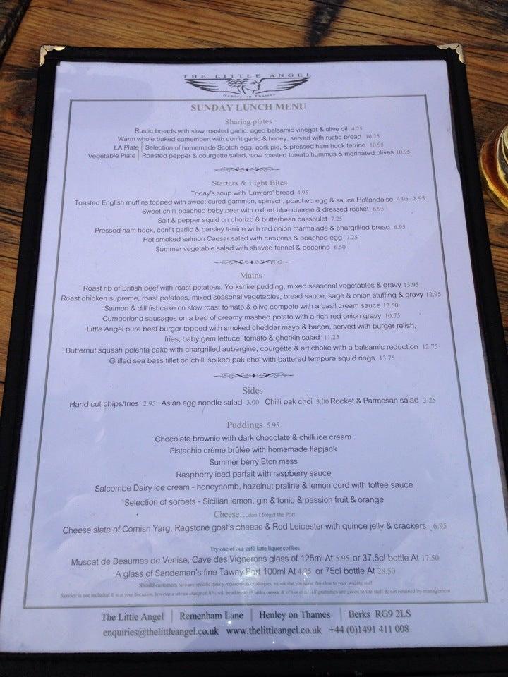 Menu at The Little Angel pub & bar, Henley-on-Thames