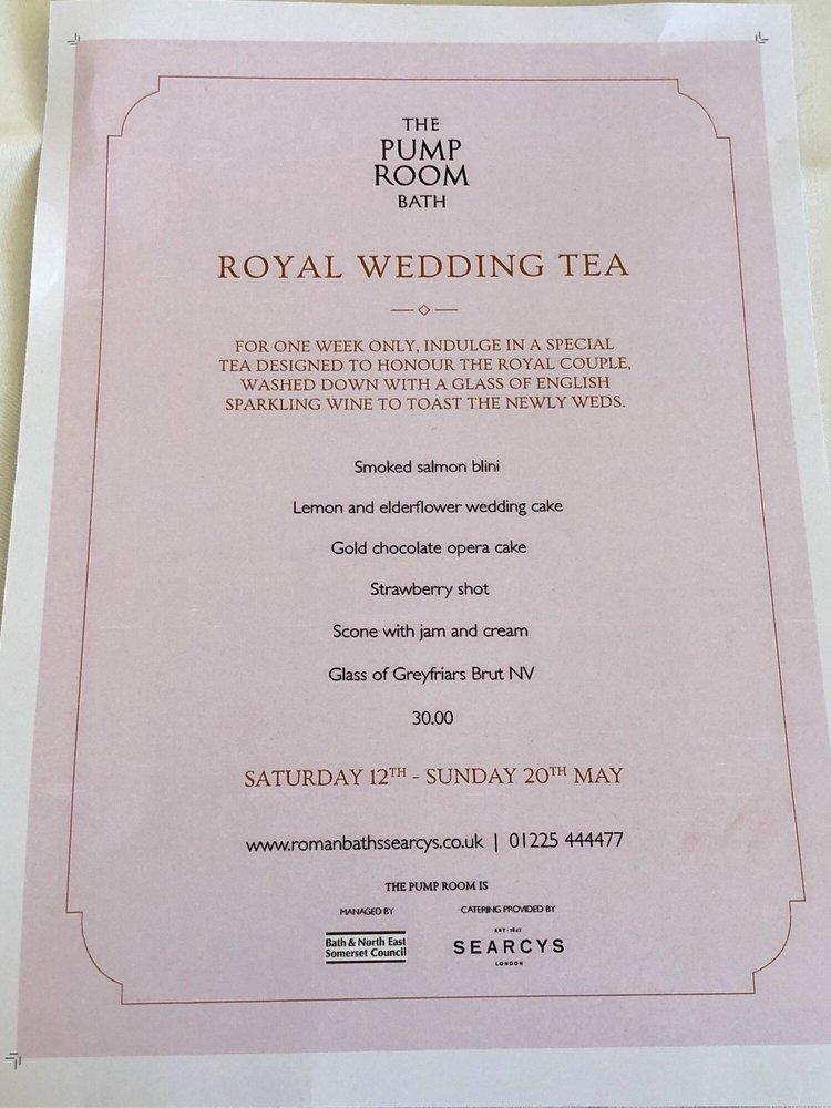 Menu at The Pump Room Restaurant, Bath