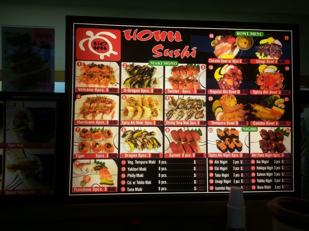 Menu at Honu Sushi restaurant, Honolulu