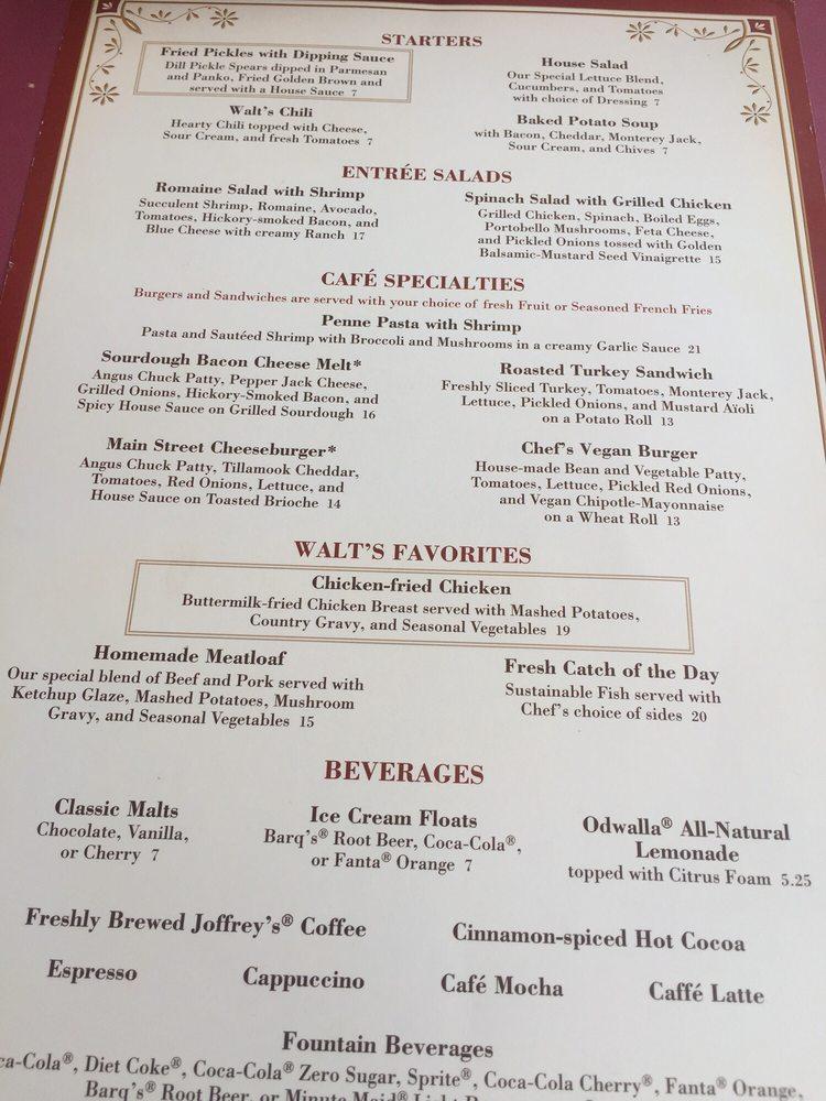 Menu at Carnation Cafe, Anaheim, Disneyland Park
