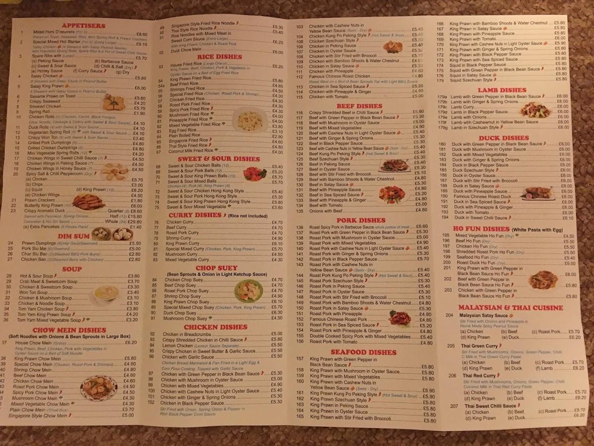 Menu at Dragon Inn fast food, Ashford, 7 Woodlands Parade
