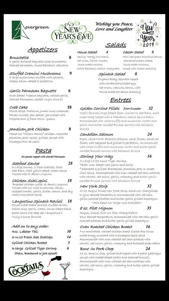 Menu at Evergreen Eatery pub & bar, Rochester