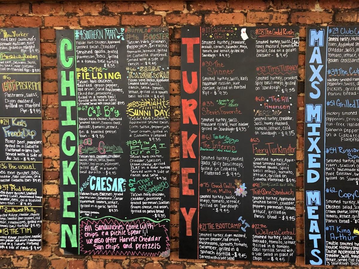 Menu at Max & Emily's Bakery Cafe, Mount Pleasant