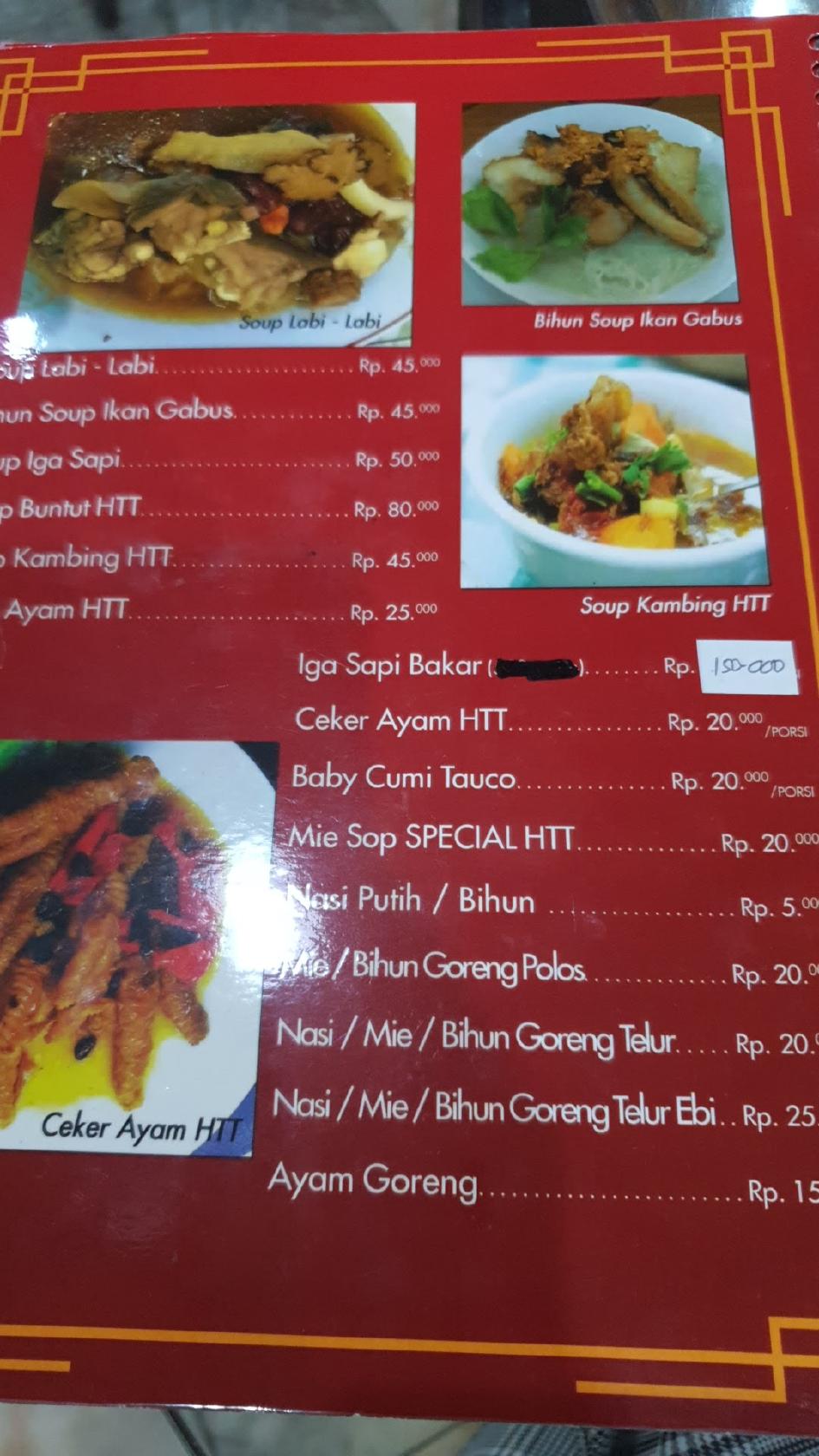 Menu at MrTea HTT ( HO TEH TIAM ), Medan