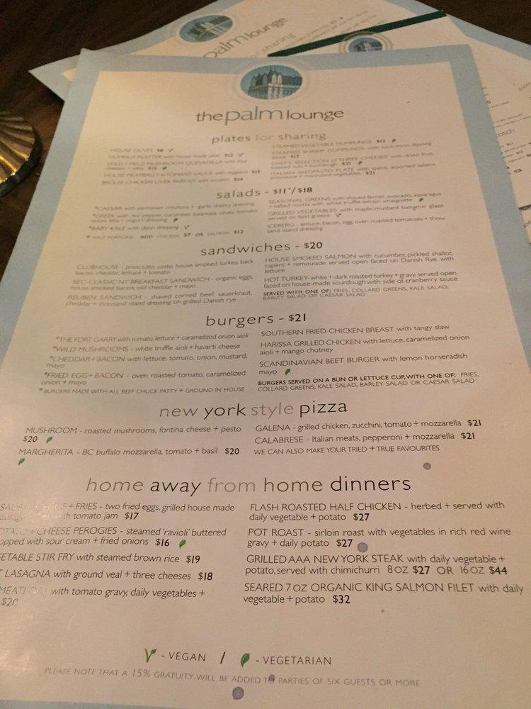 Menu at Oval Room Brasserie pub & bar, Winnipeg