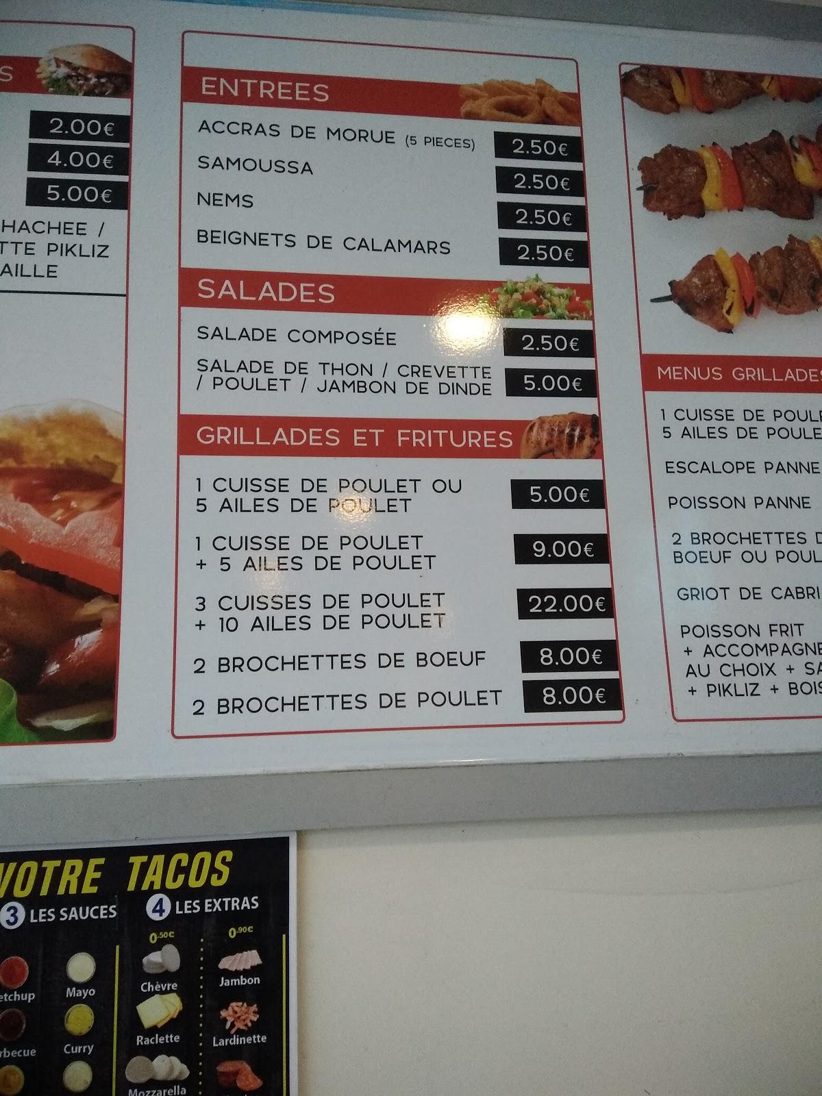 Menu at RFC restaurant, Sarcelles